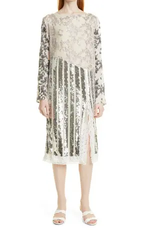 Rachel Comey Dancando Sequin & Lace Long Sleeve Dress In Silver Multi - 60%  Off | Editorialist
