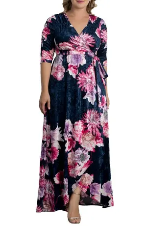 KIYONNA Cara Crushed Velvet Wrap Gown