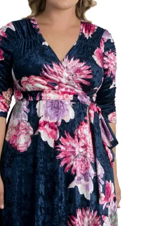 KIYONNA Cara Crushed Velvet Wrap Gown