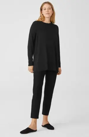 Eileen Fisher High Waist Slim Ankle Pant - Black
