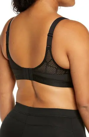 GLAMORISE No-sweat Full Figure Mesh Sports Bra - Black