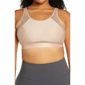 GLAMORISE No-sweat Full Figure Mesh Sports Bra - Brown