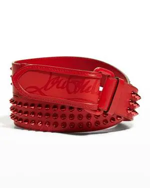 CHRISTIAN LOUBOUTIN Christian Louboutin Loubi Spiked Leather Belt Loubi/loubi/loubi