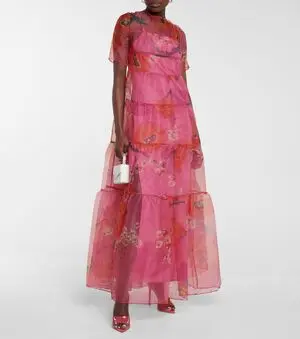 Staud Hyacinth Floral Organza Maxi Dress