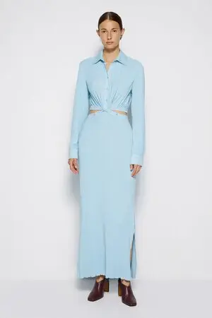 PRE-SPRING 2022 READY-TO-WEAR Kelli Matte Plisse Shirt Dress