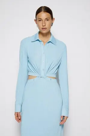 PRE-SPRING 2022 READY-TO-WEAR Kelli Matte Plisse Shirt Dress