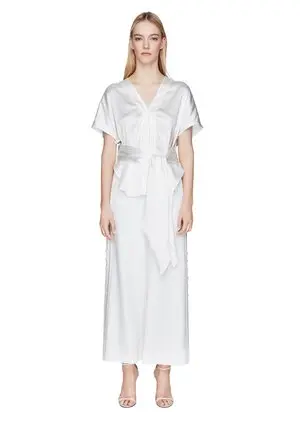 DECONSTRUCTED SATIN TIE-FRONT TOP Deconstructed Satin Tie-Front Top