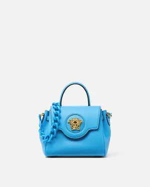 Versace Versace La Medusa Small Leather Top-Handle Bag Blue