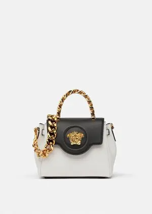 Versace Versace La Medusa Small Leather Top-Handle Bag White+black