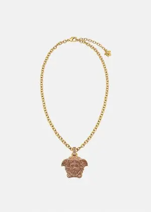 Versace La Medusa Crystal Embellished Chain Necklace