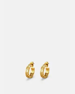 Versace Greca Pattern Hoop Earrings - Light Gold