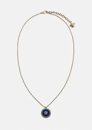 Versace Versace Medusa Enamel Pendant Necklace Blue+silver