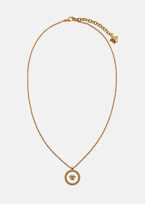 Versace Versace Medusa Enamel Pendant Necklace Gold+white