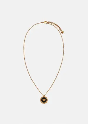 Versace Versace Medusa Enamel Pendant Necklace Gold