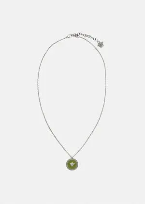 Versace Versace Medusa Enamel Pendant Necklace Green
