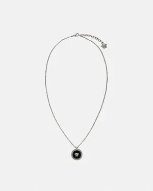 Versace Medusa Enamel Pendant Necklace - Silver