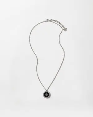 Versace Medusa Enamel Pendant Necklace - Silver