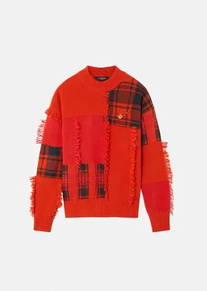 Versace Tartan Patchwork Wool Sweater