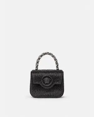 Versace La Medusa Embellished Satin Mini Bag - Black