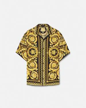 Versace Printed Silk Twill Shirt - Black+print