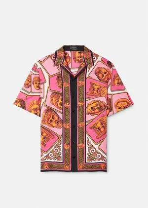 Versace Printed Silk Twill Shirt Pink+print