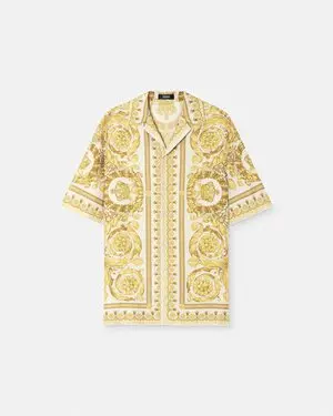 Versace Printed Silk Twill Shirt Yellow+print