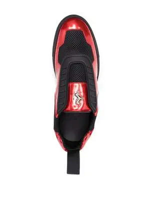 FERRARI Layered Laminated-effect Sneakers