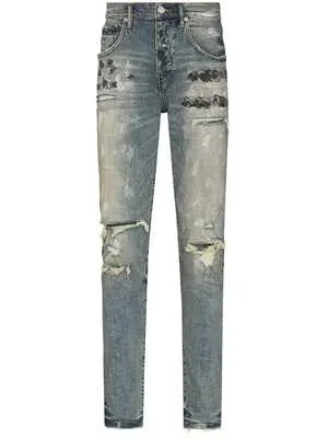 PURPLE BRAND Distressed Ripped Slim-fit Jeans - Blue