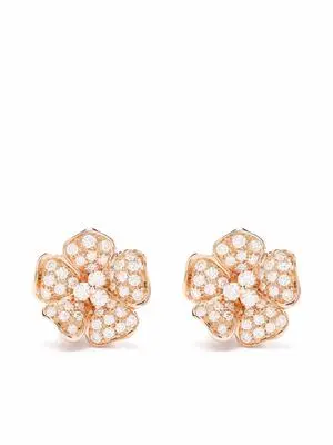 LEO PIZZO 18k Rose Gold Diamond Flora Earrings Red