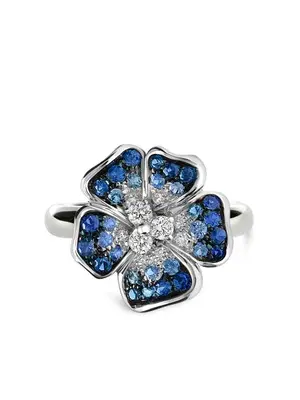 LEO PIZZO 18kt White Gold Diamond And Sapphire Ring - Silver
