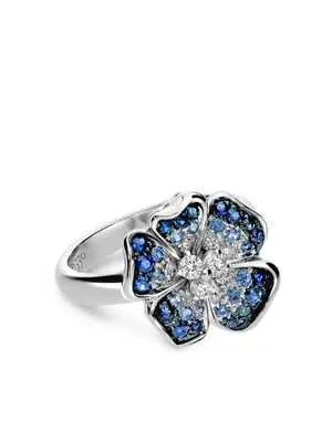 LEO PIZZO 18kt White Gold Diamond And Sapphire Ring - Silver