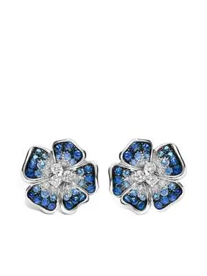 LEO PIZZO 18kt White Gold Diamond And Sapphire Earrings - Silver