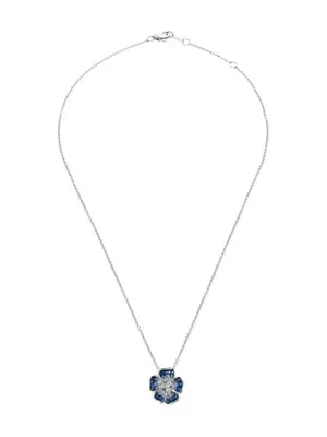 LEO PIZZO 18kt White Gold Diamond And Sapphire Flora Necklace