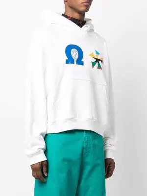 LIBERAL YOUTH MINISTRY Aztec Long-sleeved Hoodie - White