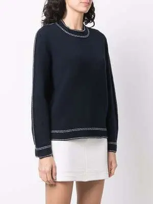 BARRIE Contrasting-stitch Jumper - Blue