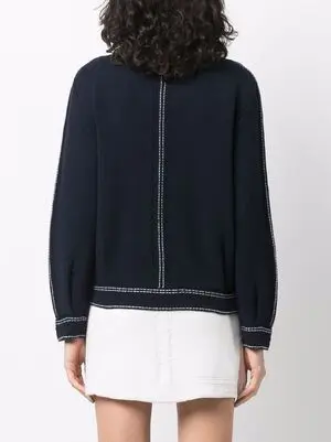 BARRIE Contrasting-stitch Jumper - Blue