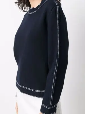 BARRIE Contrasting-stitch Jumper - Blue
