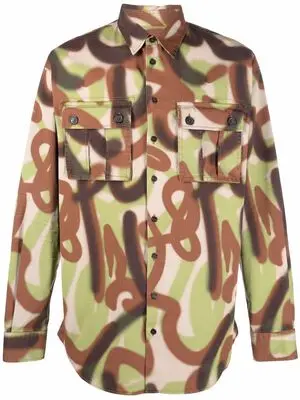 Dsquared2 Abstract-print Flap-pocket Shirt - Green