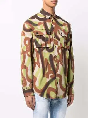 Dsquared2 Abstract-print Flap-pocket Shirt