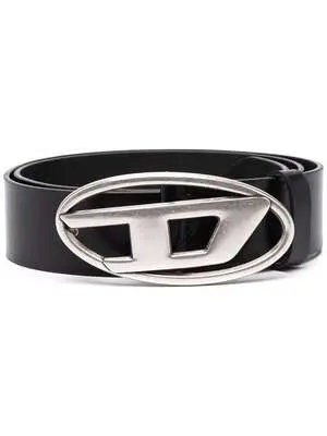 DIESEL 1dr Logo-buckle Leather Belt - Black