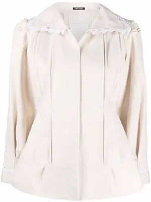 MAISON MARGIELA Lace-trim Fitted Jacket - Neutrals