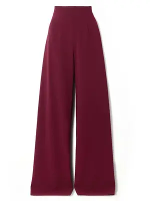 SERGIO HUDSON Burgundy Wool-crepe Wide-leg Pants