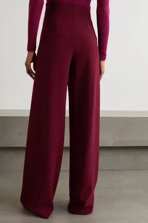 SERGIO HUDSON Burgundy Wool-crepe Wide-leg Pants
