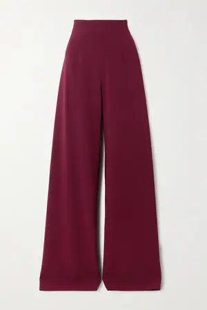 SERGIO HUDSON Burgundy Wool-crepe Wide-leg Pants