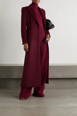 SERGIO HUDSON Burgundy Wool-crepe Wide-leg Pants