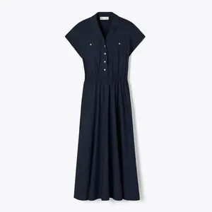 Tory Burch Cotton Poplin Shirtdress - Medium Navy