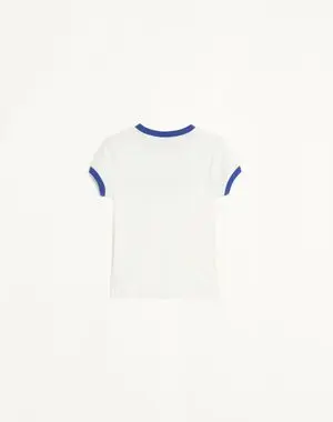 Valentino Garavani Cotton Jersey T-shirt With Chez Print - Ivory/electric Blue