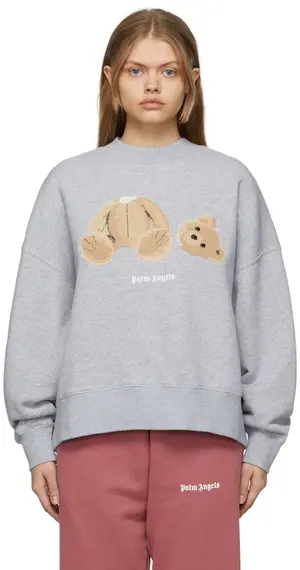 Palm Angels Palm Angels Grey Teddy Bear Sweatshirt Grey Brown