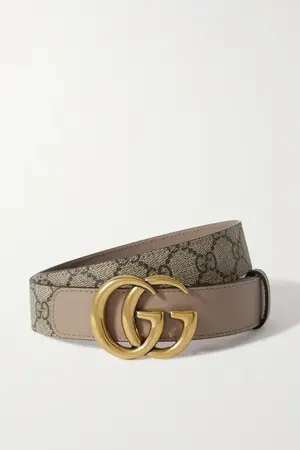 Gucci Gg Marmont Leather-Trimmed Printed Coated-Canvas Belt  display picture 2