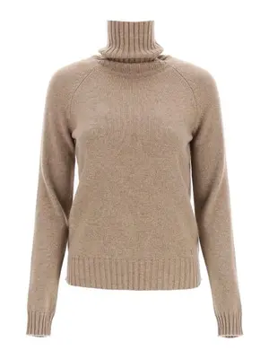 Tory Burch TORY BURCH CASHMERE TURTLENECK SWEATER S Brown, Grey Cashmere - Brown, Grey